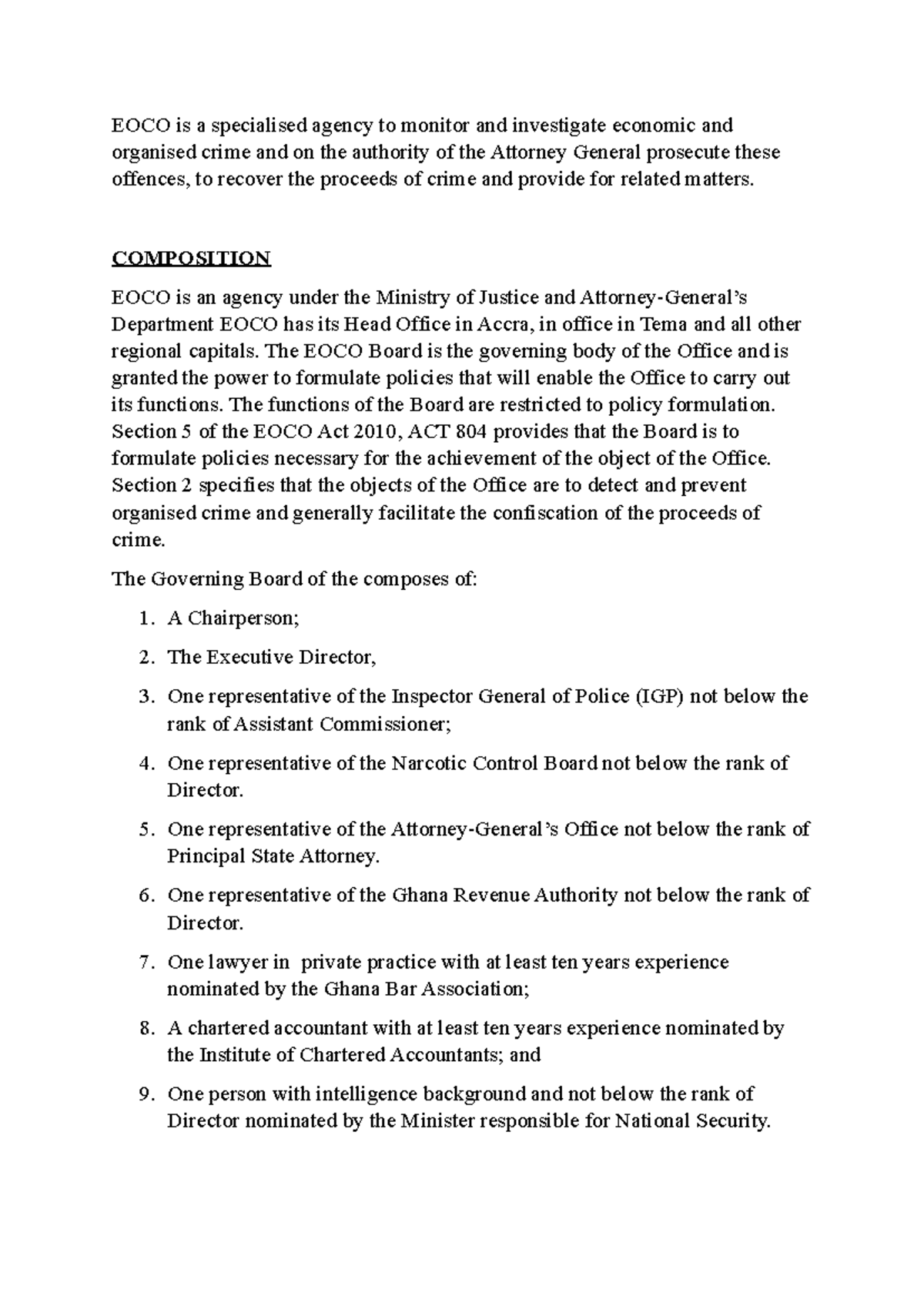 Economic and Organised Crime Office - EOCO is a specialised agency to ...