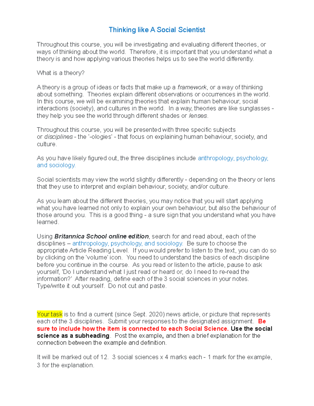 The 3 Social Sciences - NOTES FROME SCHOOL - Thinking like A Social ...