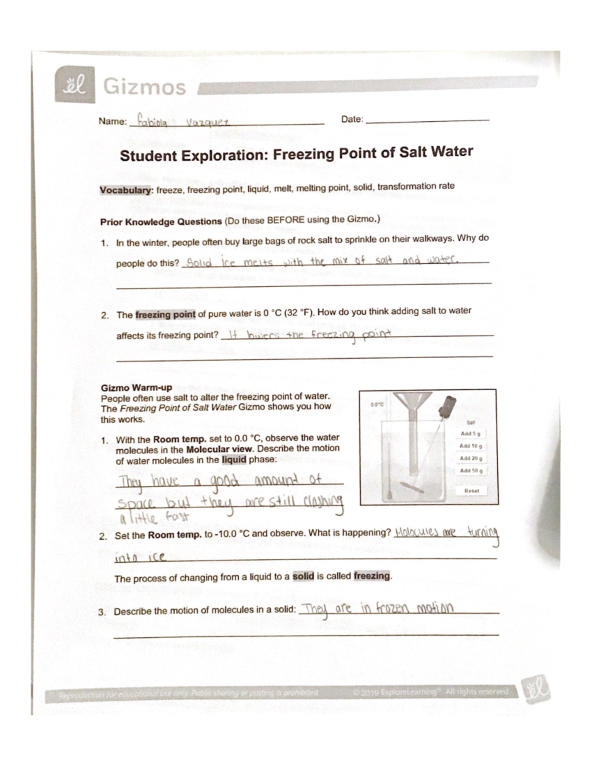 Bl Gizmos - Msmsms - el Gizmos Name: fabiola Vazquez Date: Student ...