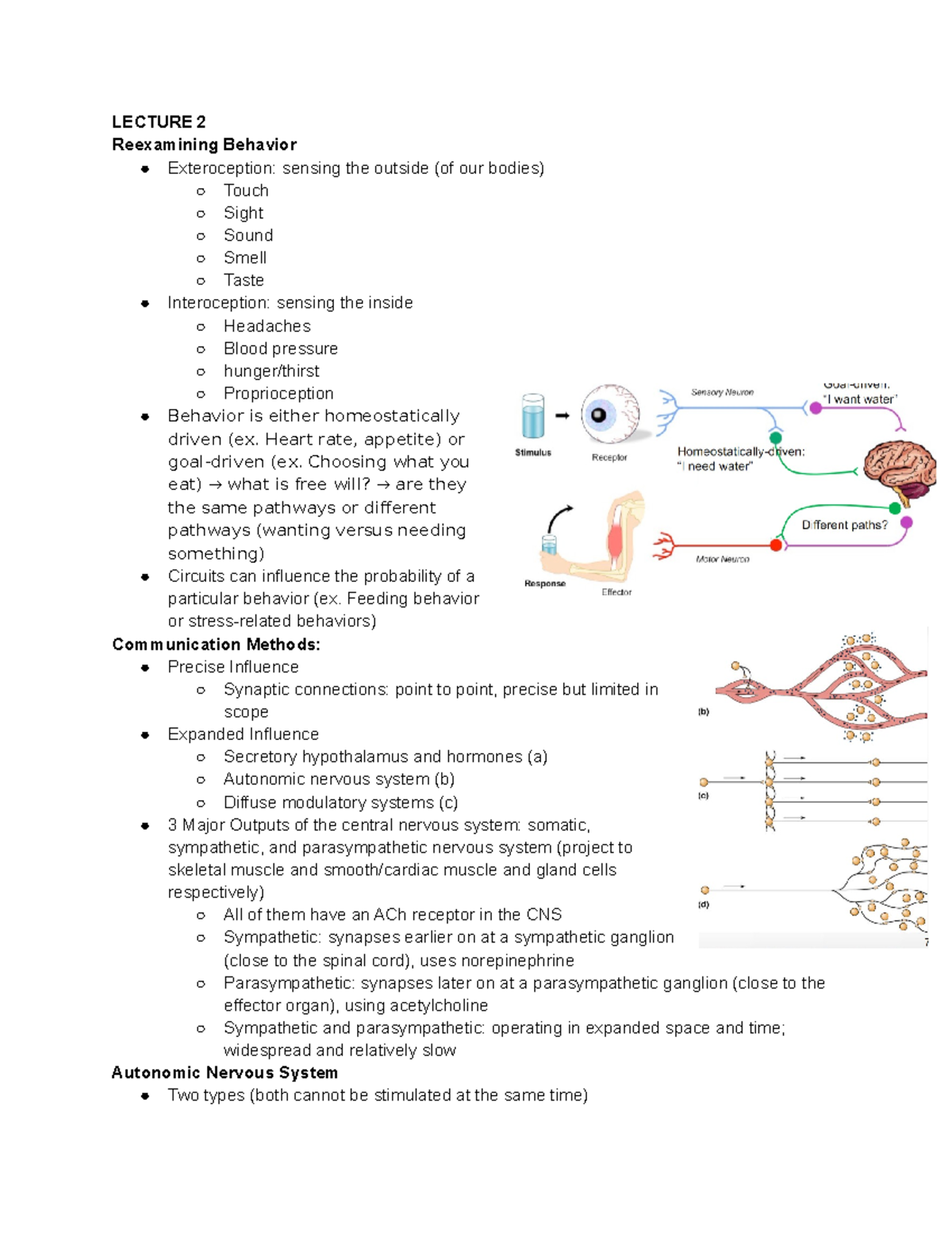 Unit 4 Lecture 2 - LECTURE 2 Reexamining Behavior Exteroception ...