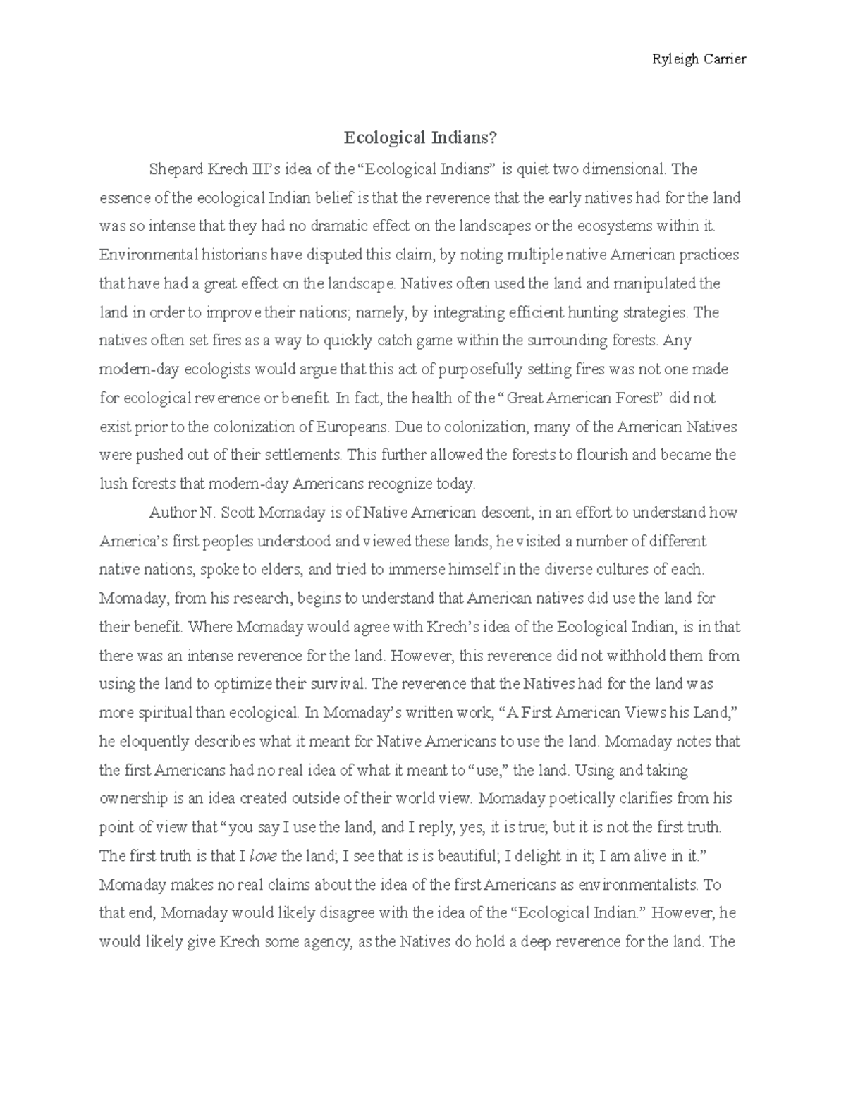 Ecological Indians - Ryleigh Carrier Ecological Indians? Shepard Krech ...