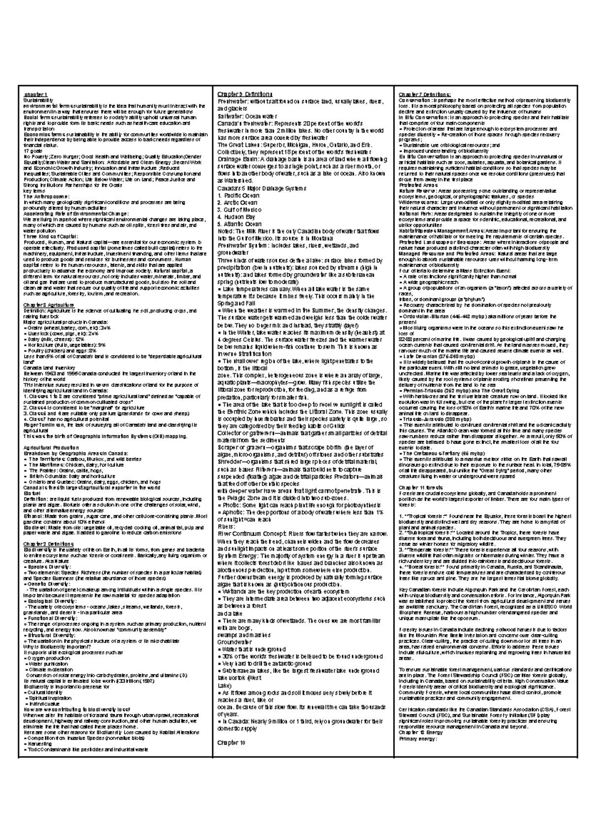 Es110 midterm cheat sheet - chapter 1 Sustainability environmental ...