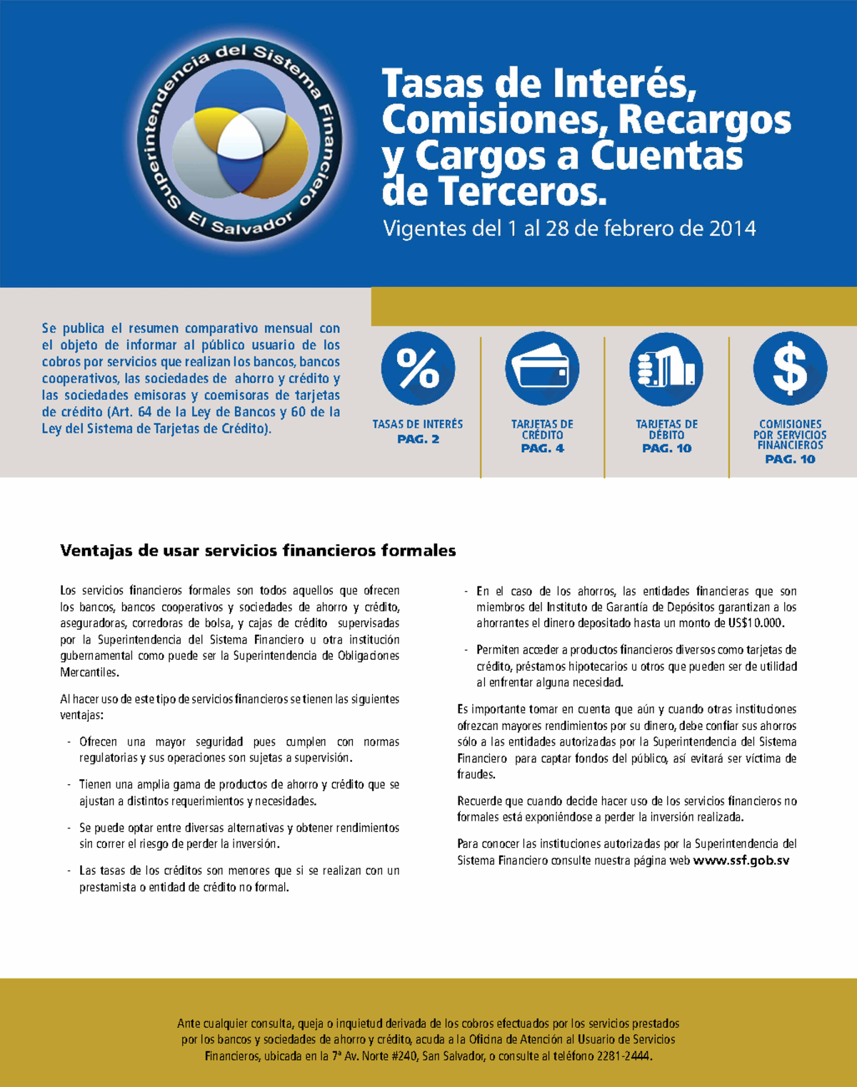 Tasas febrero 2014 - contabilidad - Se publica el resumen comparativo mensual con el objeto de ...