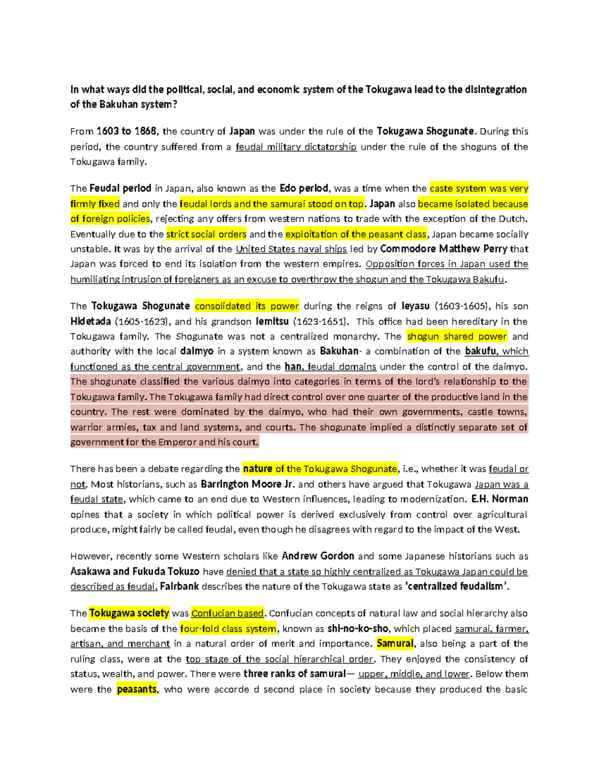 Tokugawa Shogunate - During this period, the country suffered from a ...