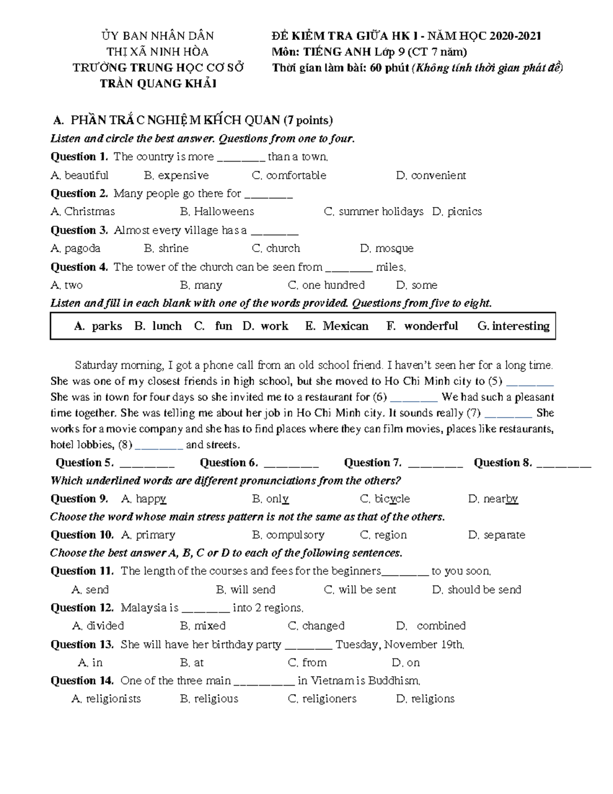 Tailieuxanh de thi giua hoc ki 1 mon tieng anh lop 9 nam 2020 2021 co dap an truong thcs tran ...
