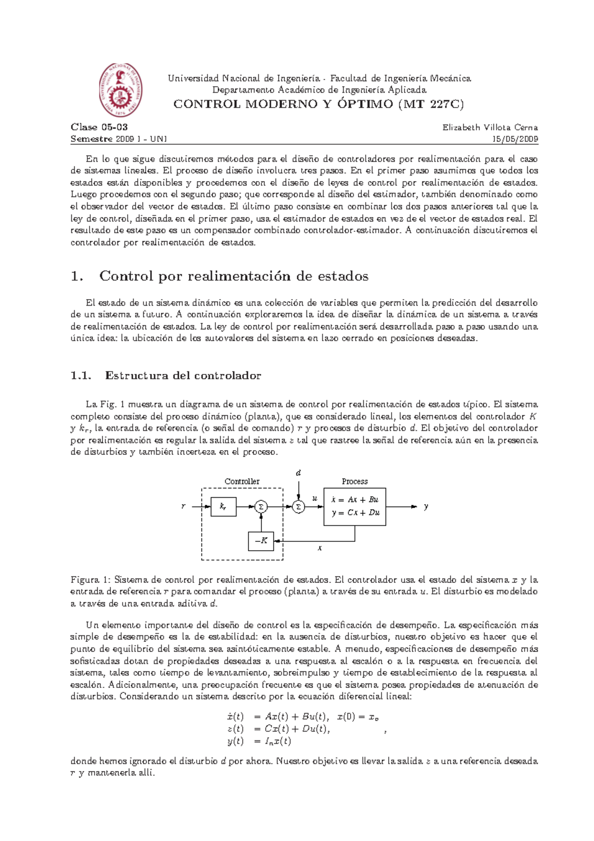 Clase 05-03 - Otros - Universidad Nacional de Ingenier ́ıa - Facultad ...