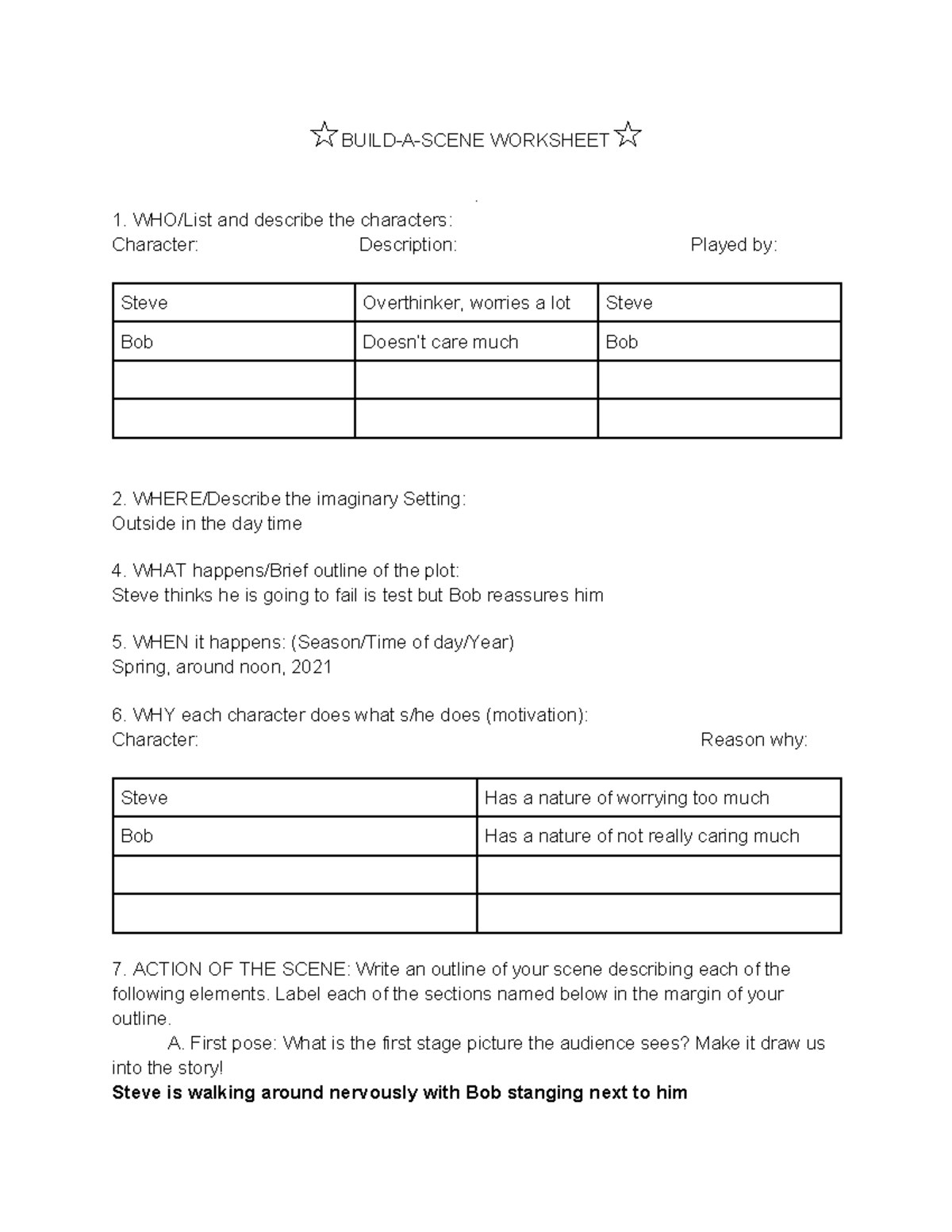 Ananya Singh Build a Scene Worksheet - ☆BUILD-A-SCENE WORKSHEET☆ . WHO ...