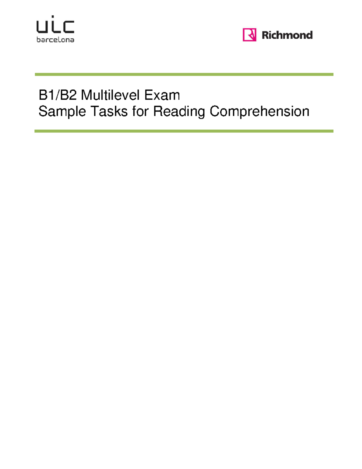 B1 b2 reading examples 1 - B1/B2 Multilevel Exam Sample Tasks for ...