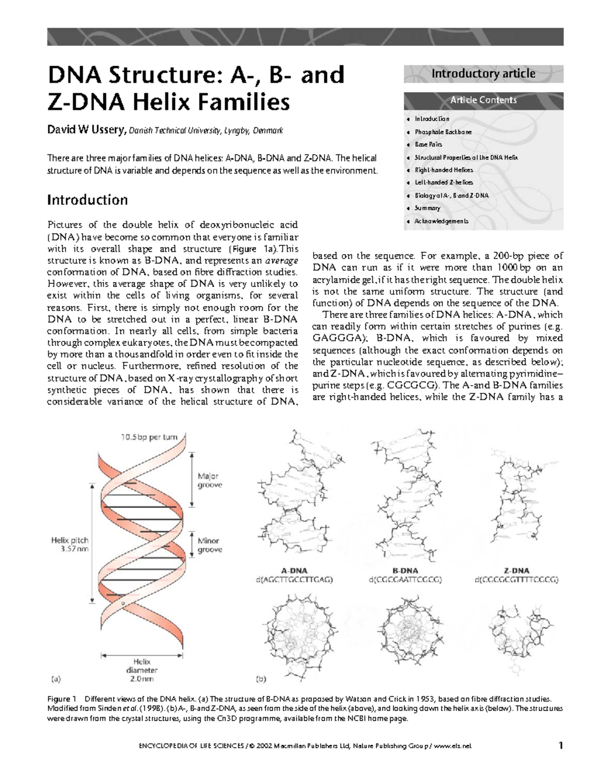 Structure of dna along with rules of complimentarity - DNA Structure: A ...