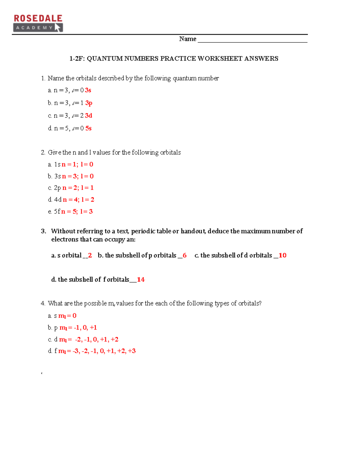 1-2 quantum numbers practice questions answers - Mechanical Engineering ...