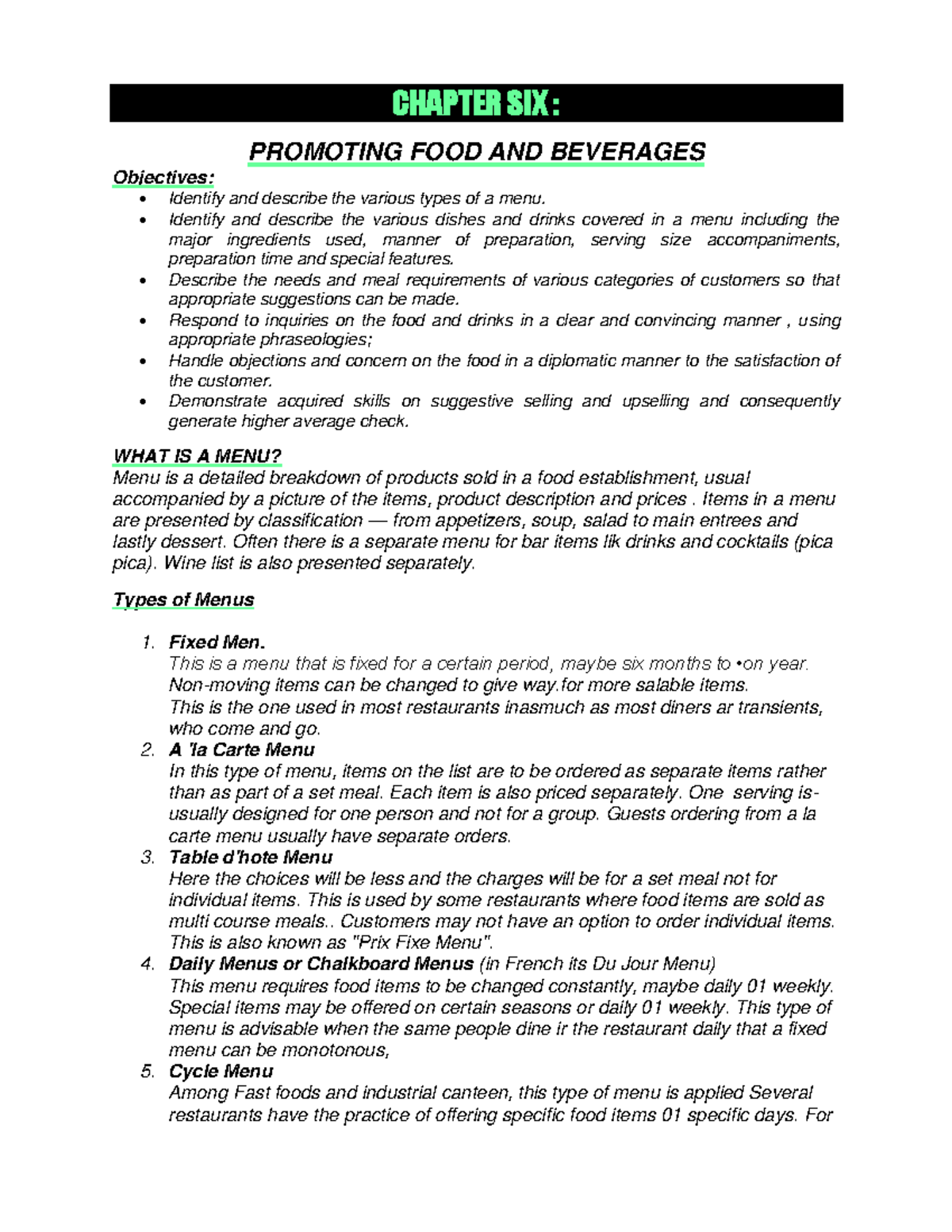 Olhpc 002 Chapter 6 - ......... - CHAPTER SIX : PROMOTING FOOD AND ...