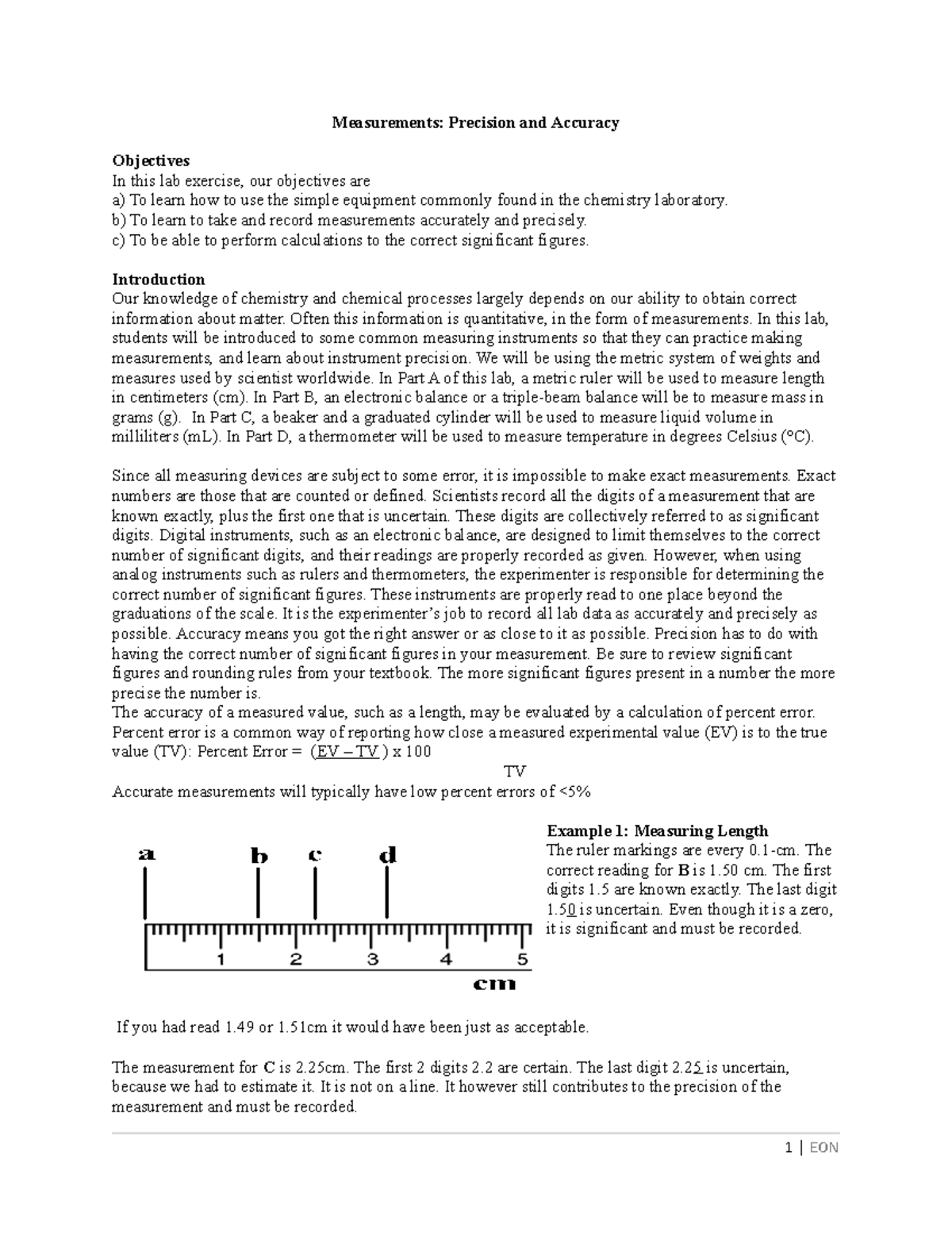 Lab 3: Measurements - Measurements: Precision and Accuracy Objectives ...