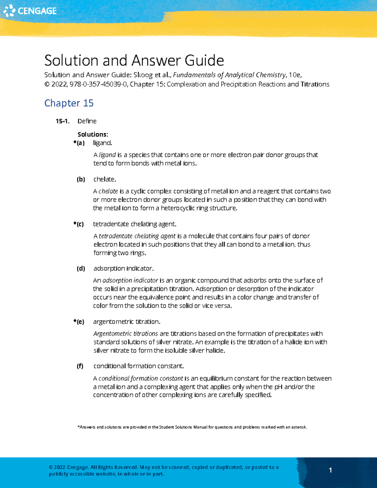 Skoog FAC 10e SAG Ch15 Final - Solution and Answer Guide Solution and ...