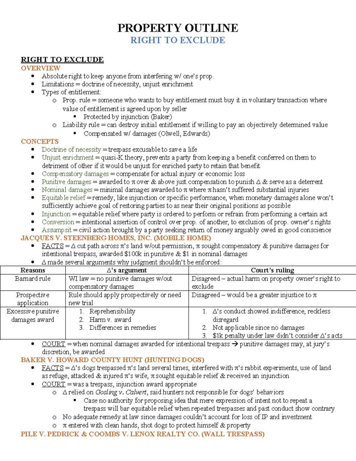 Property Outline - PROPERTY OUTLINE RIGHT TO EXCLUDE RIGHT TO EXCLUDE ...