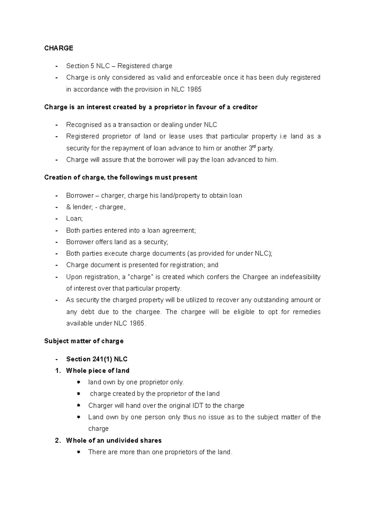 3 Charge - Lecture notes 3 - CHARGE - Section 5 NLC – Registered charge ...