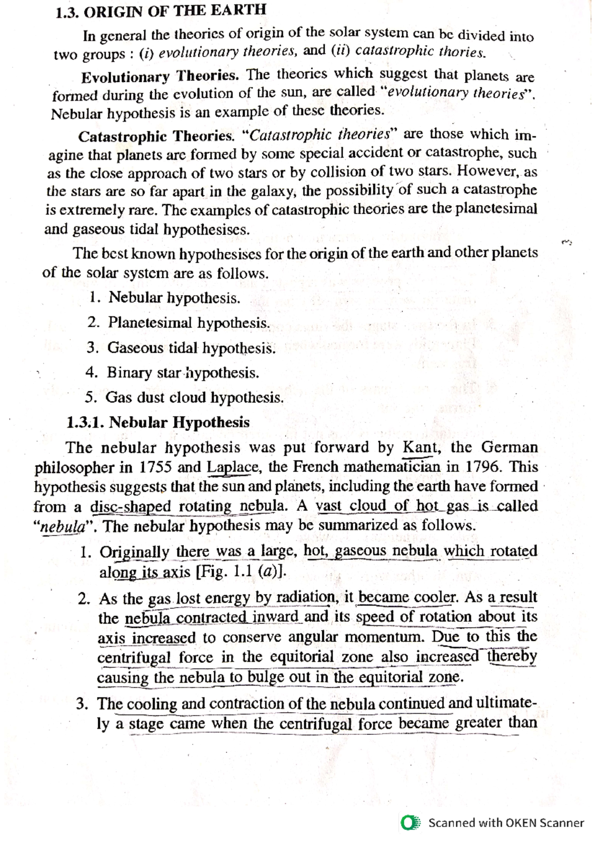 Origin of earth - Study well - Bsc Geology - Studocu
