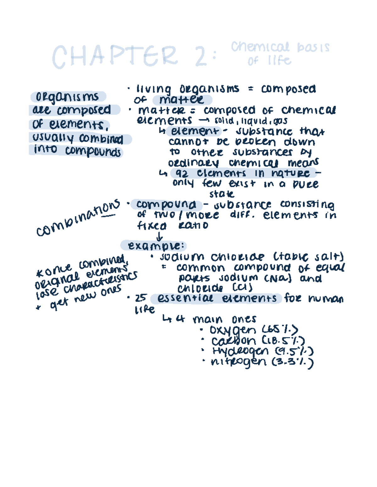 Chapter 2: The Chemical Basis of Life - living organisms composed ...
