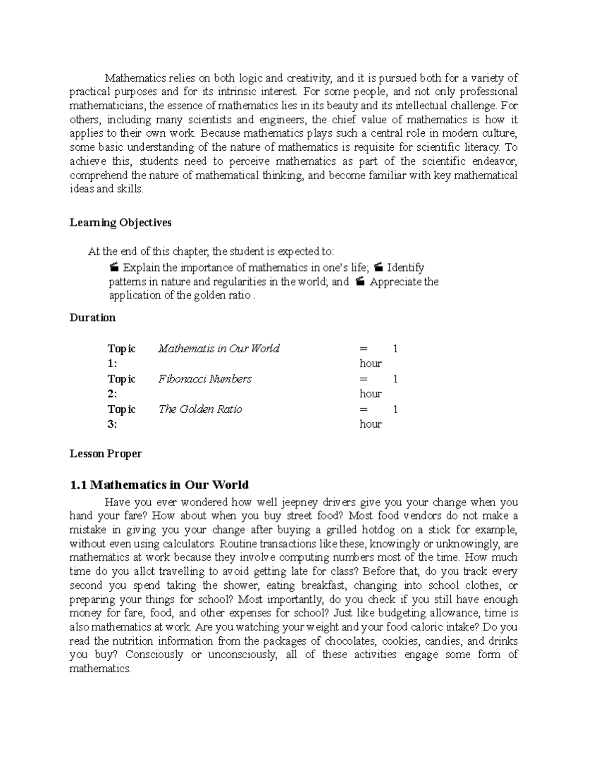 Mathematics in the Modern World - Mathematics relies on both logic and ...