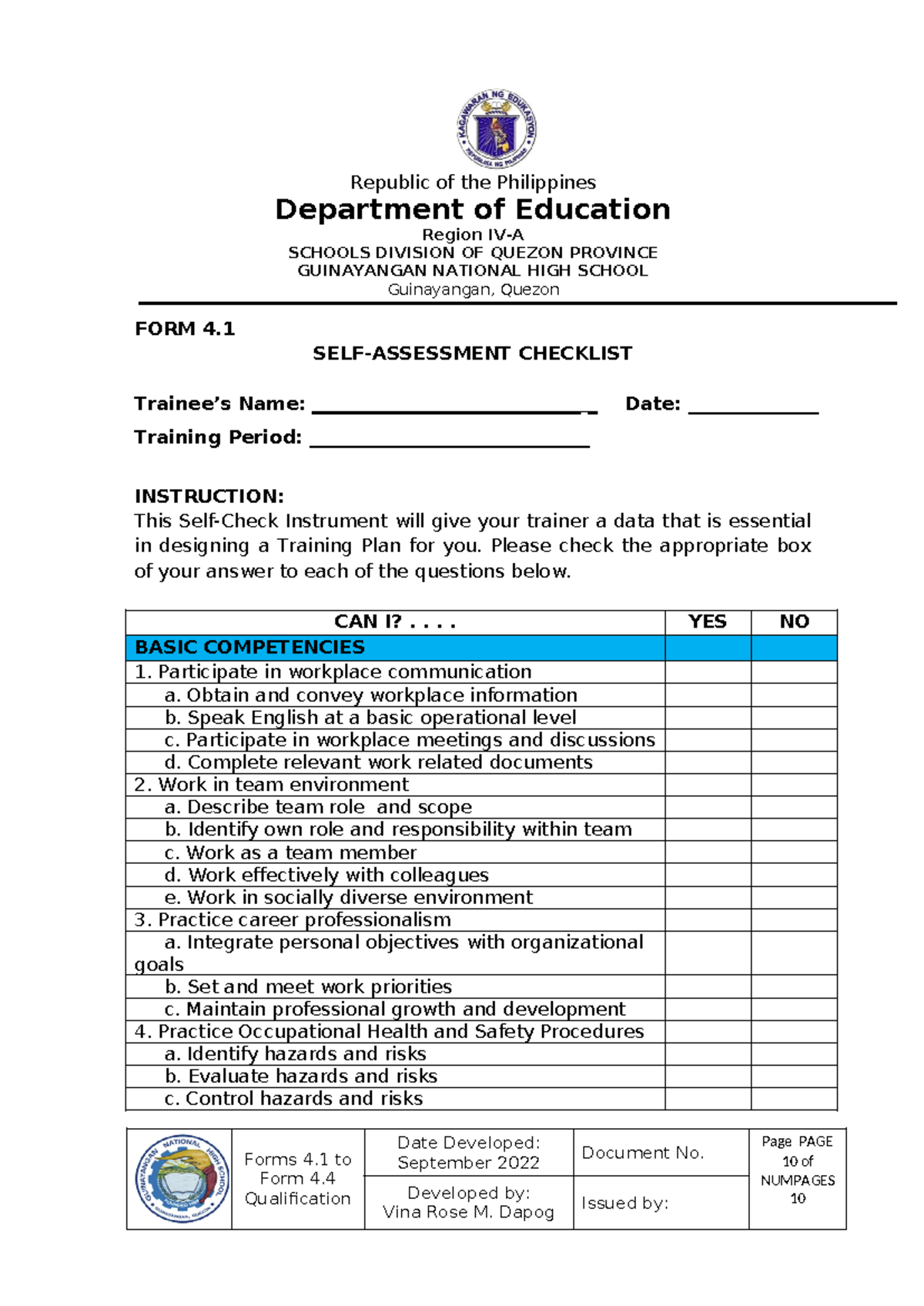 3a Form 4.1 to 4 - for trainers' methodology - Republic of the ...