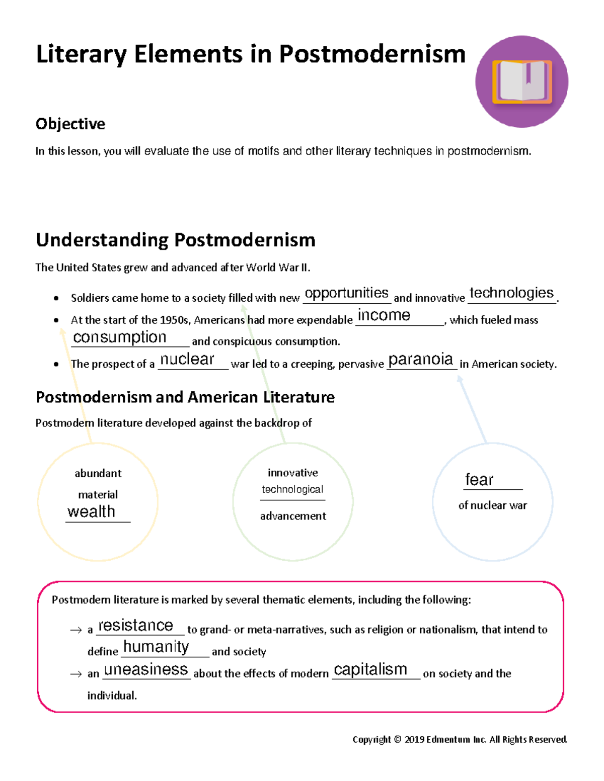 Kami Export - Guided Notes - Literary Elements in Postmodernism ...