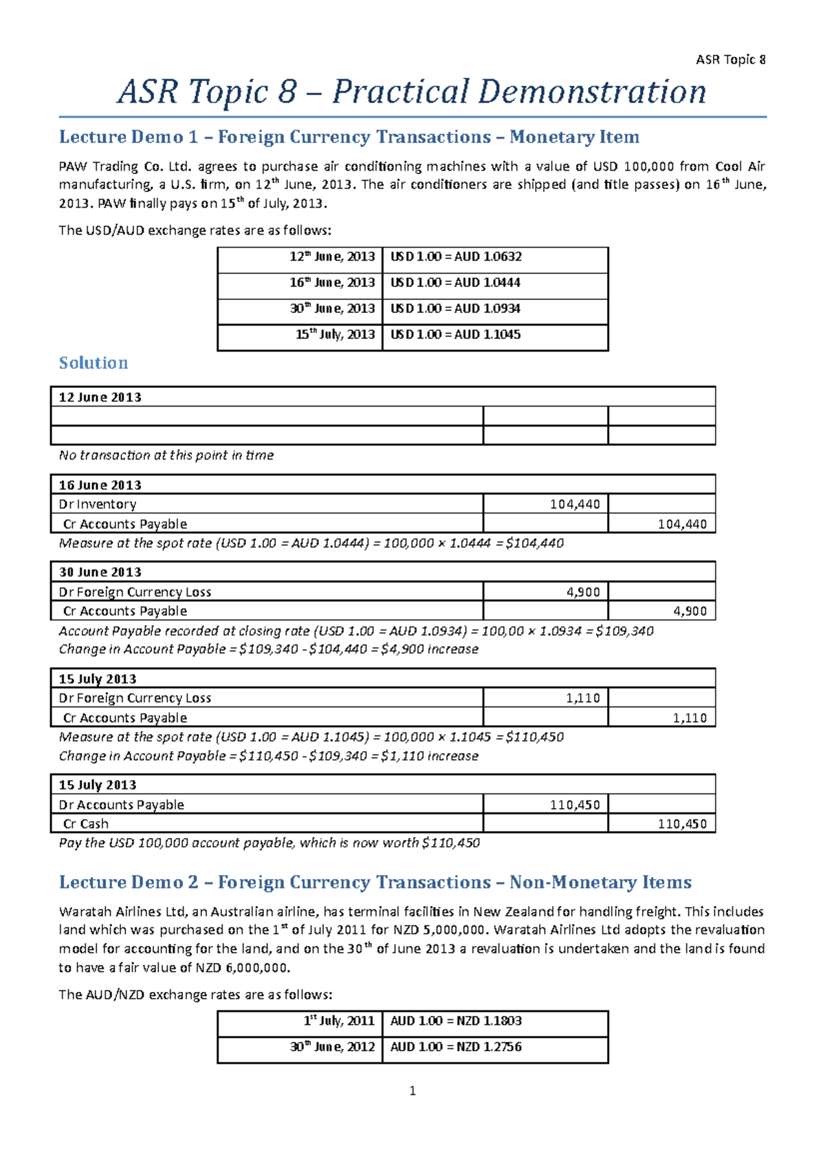 Lecture 8 Example - practice question - ASR Topic 8 ASR Topic 8 ...