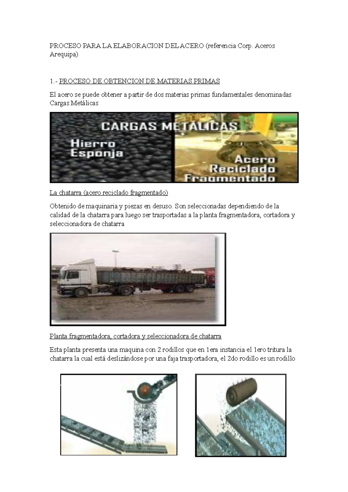 Proceso PARA LA Elaboracion DEL Acero 2 - PROCESO PARA LA ELABORACION ...