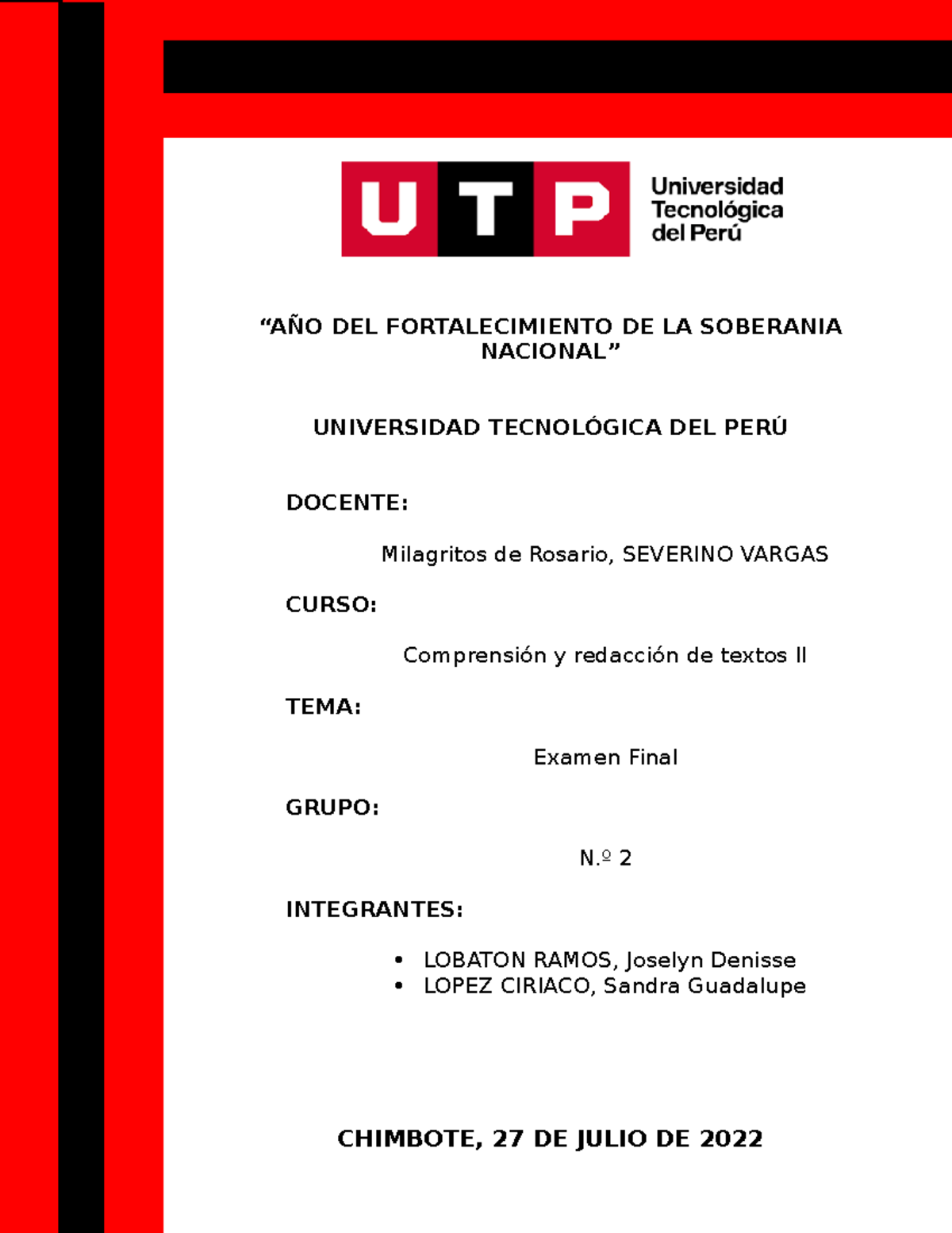 GC N04I Consigna EXFI 21C2A - Comprensión y Redacción de textos II - UTP - StuDocu