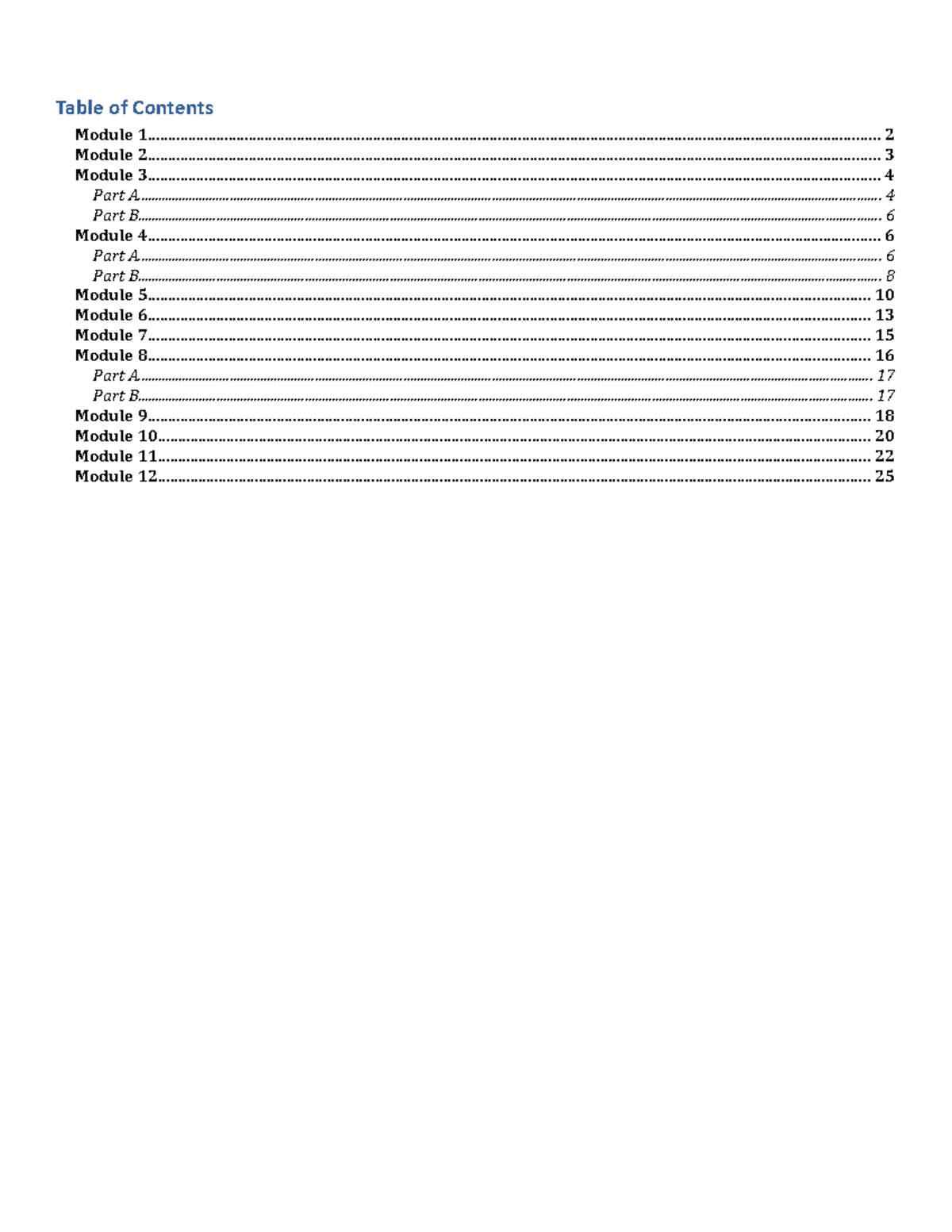 Module - Table of Contents Module - Studocu
