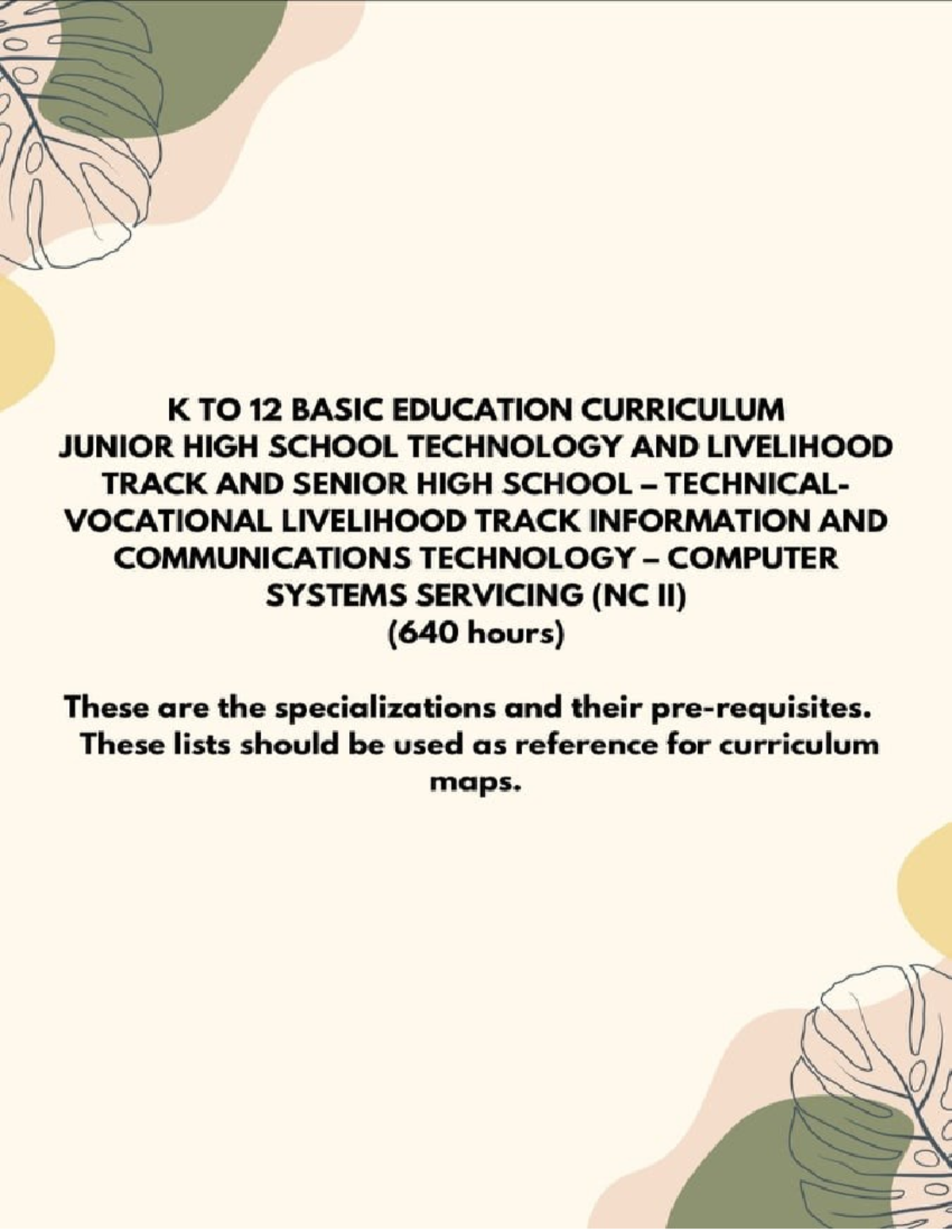 4 Areas of TLE and their NC's - Bachelor of Technical and Vocational ...