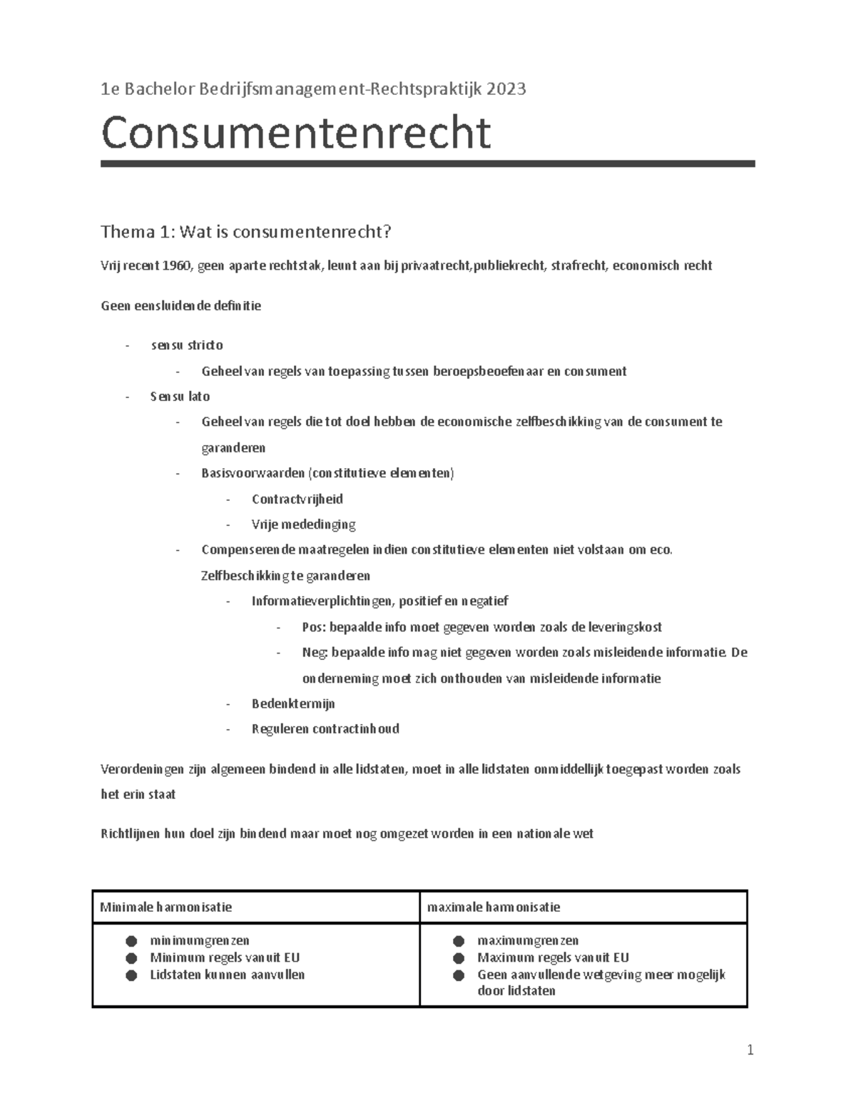 Consumentenrecht - 1e Bachelor Bedrijfsmanagement-Rechtspraktijk 2023 ...