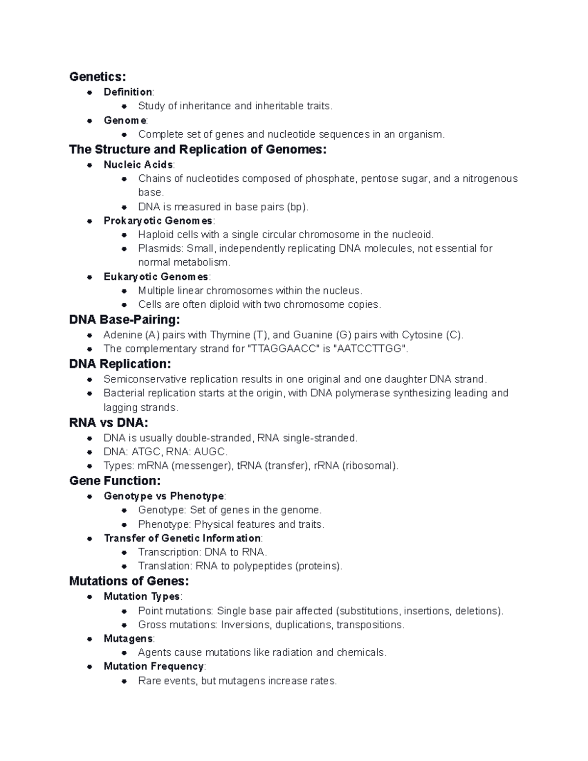 Ch 7 notes - Genetics: Definition: Study of inheritance and inheritable ...