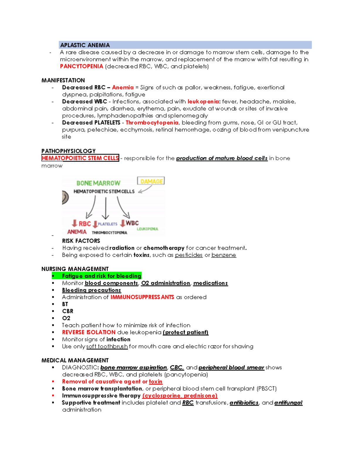 Aplastic Anemia - APLASTIC ANEMIA A rare disease caused by a decrease ...