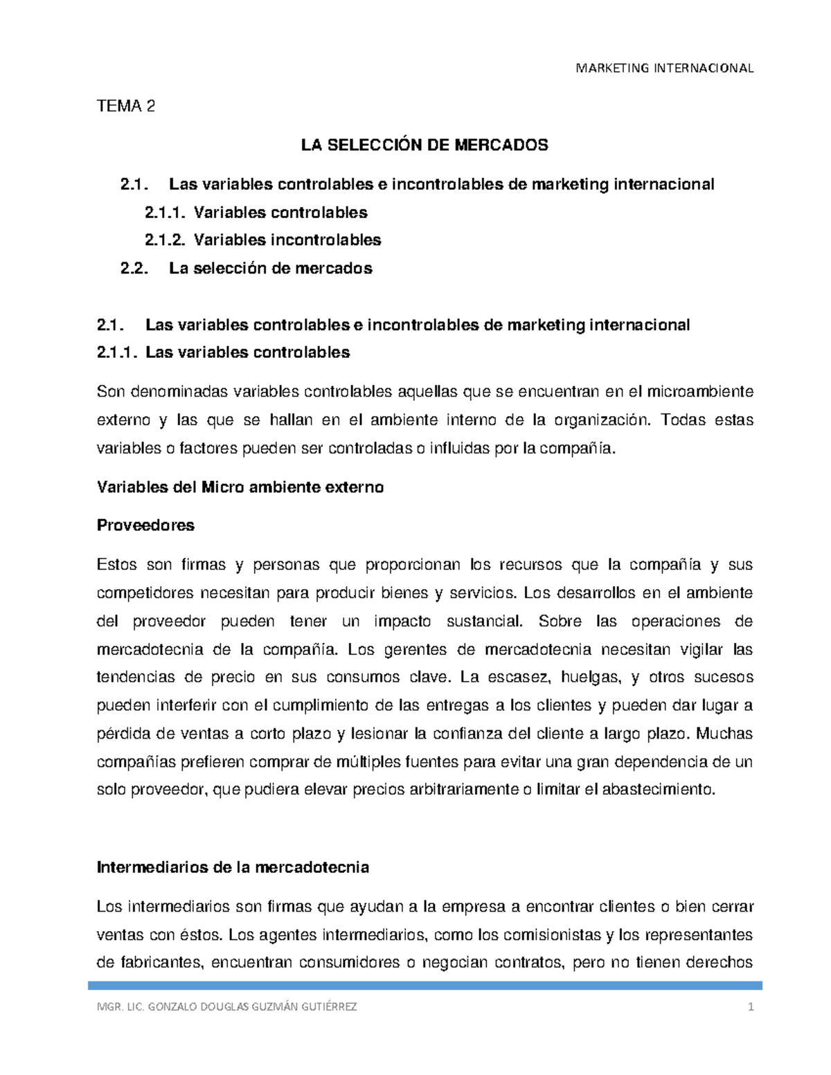 TEMA 2 LA Selección DE Mercados - TEMA 2 LA SELECCIÓN DE MERCADOS Las ...