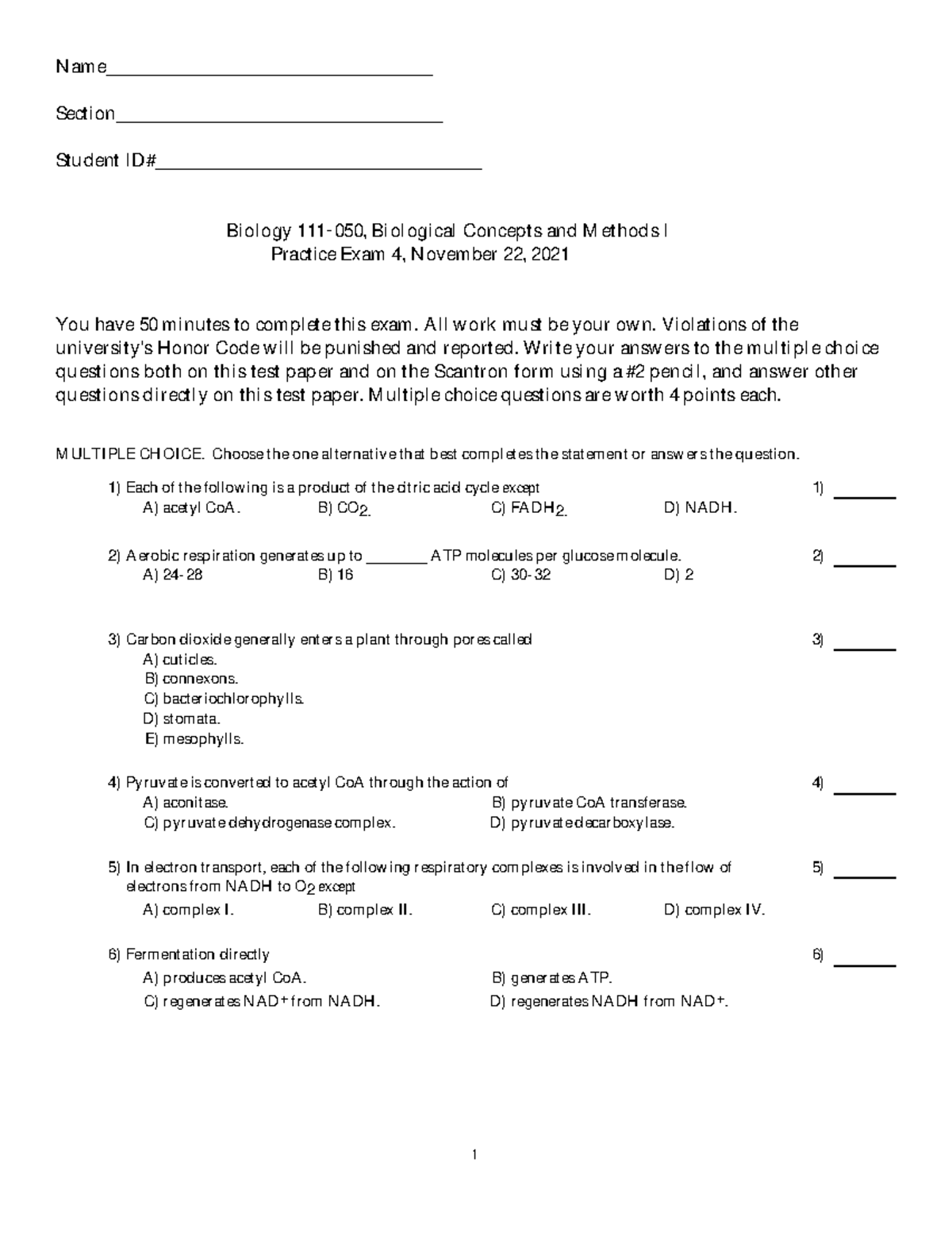 Practice exam 4 - N ame___________________________________ - Studocu