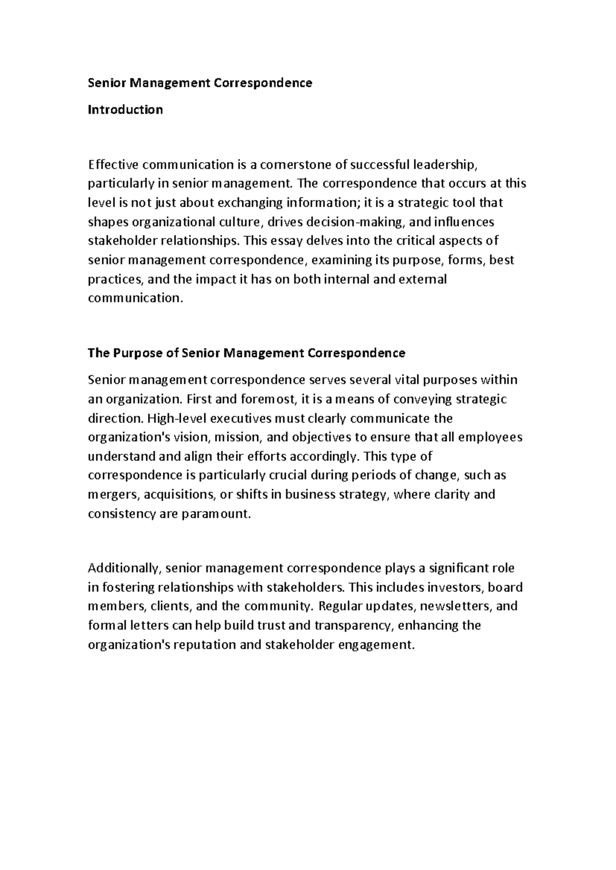 Rijo- Anyers - Senior Management Correspondence - Senior Management ...