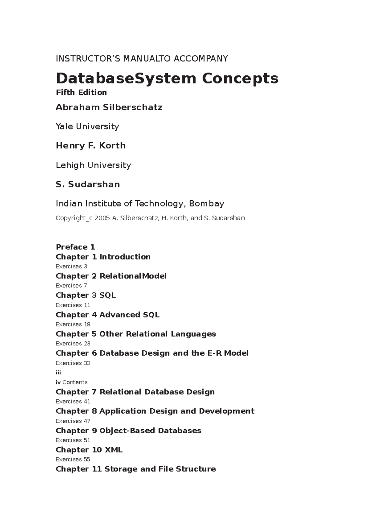 数据库第五版课后答案 - dfffffffffffffffffff - INSTRUCTOR’S MANUALTO ACCOMPANY DatabaseSystem Concepts ...