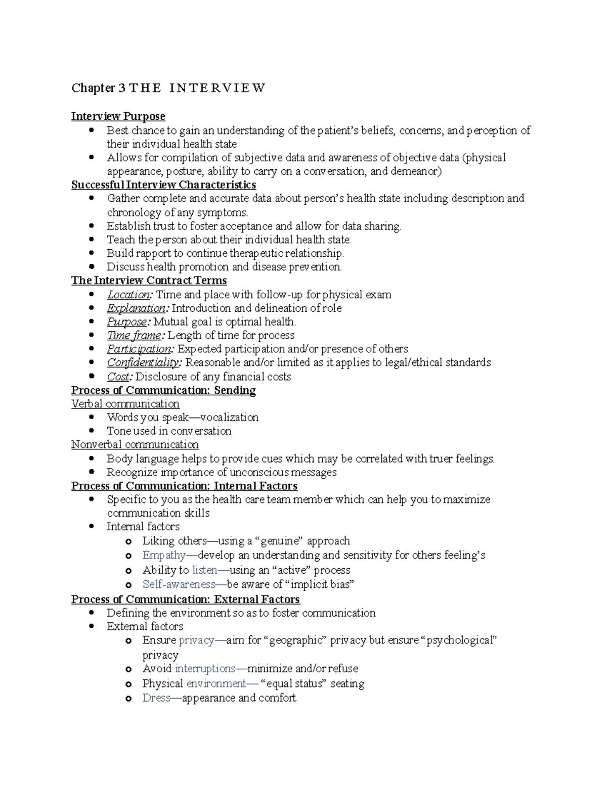 Chapter 3 Interview - Pdf notes - Chapter 3 T H E I N T E RV I E W ...