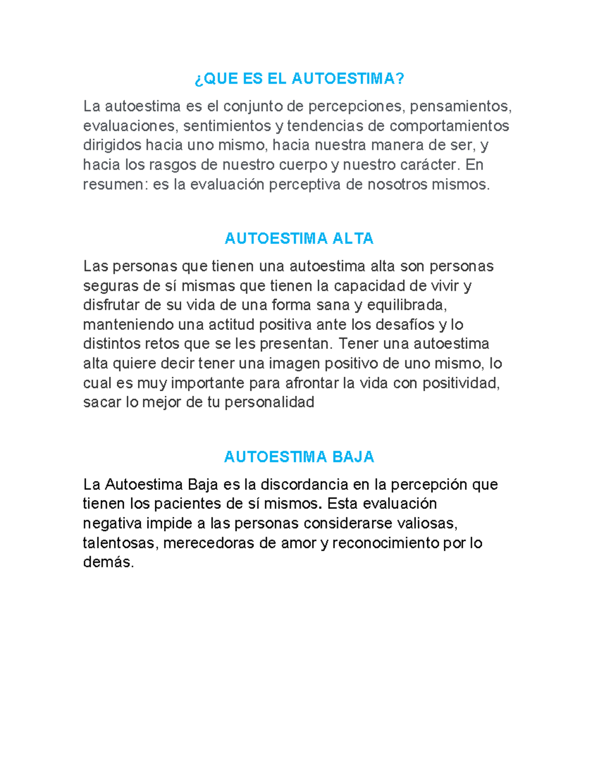 QUE ES EL Autoestima - Resumen Imágenes Medicas - ¿QUE ES EL AUTOESTIMA ...