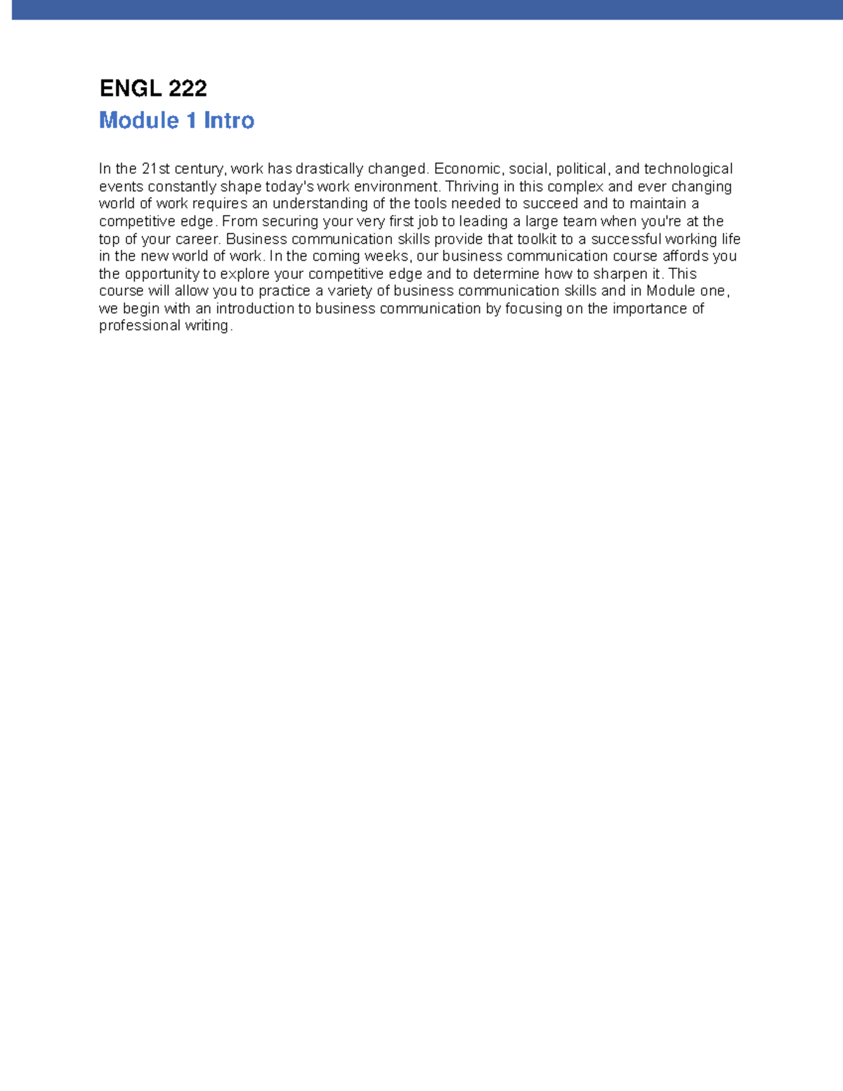 ENGL 222 Module 1 Intro - ENGL 222 Module 1 Intro In the 21st century ...