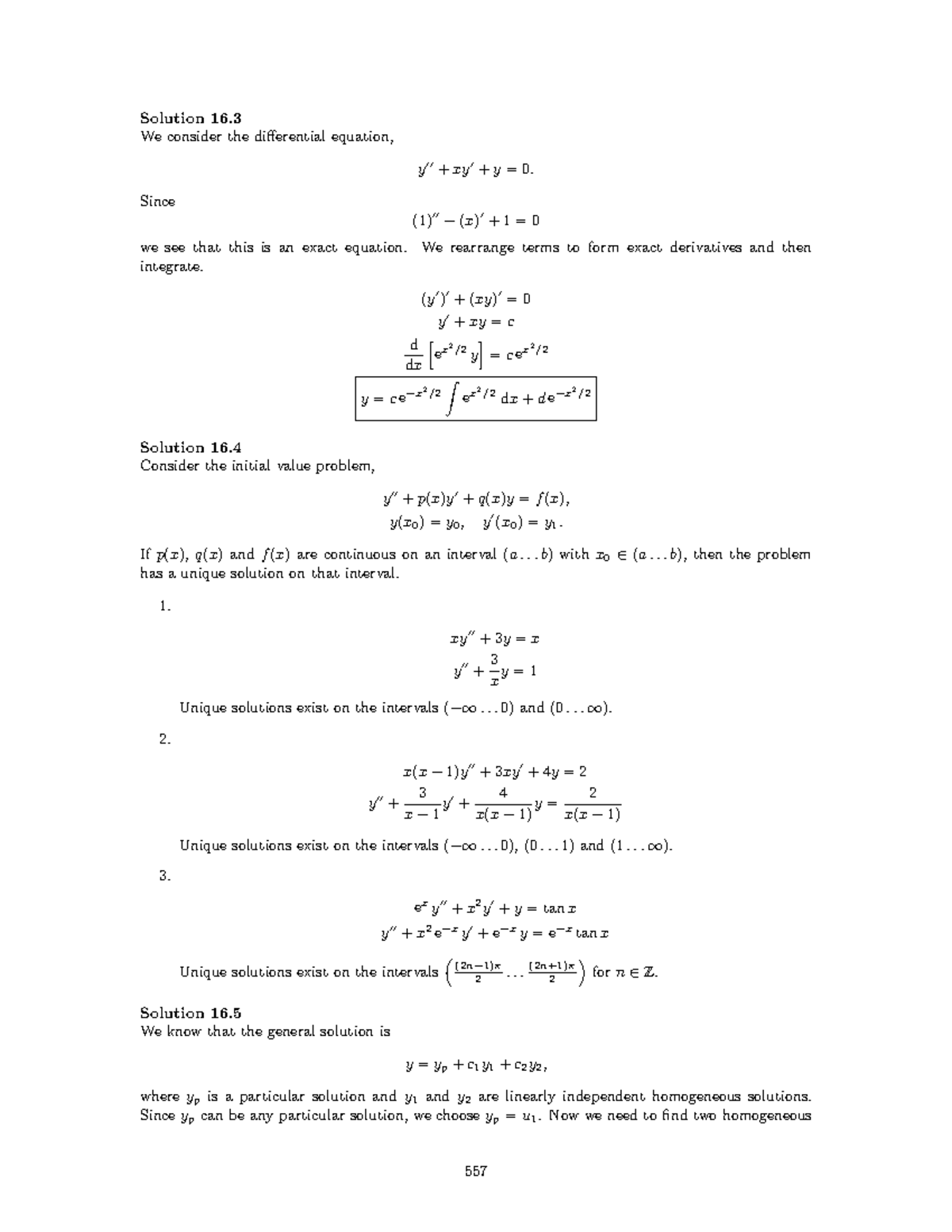 Ref MATH Adv Math Methods Sean Mauch-145 - Solution 16. We consider the differential equation, y ...