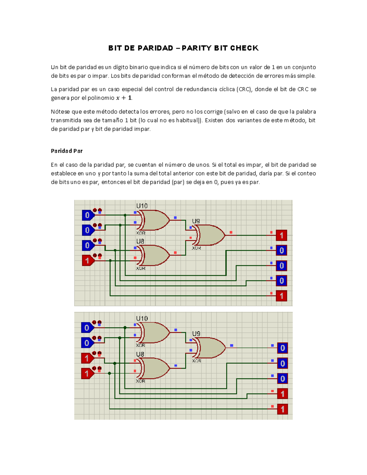 BIT DE Paridad - BIT DE PARIDAD – PARITY BIT CHECK Un bit de paridad es ...