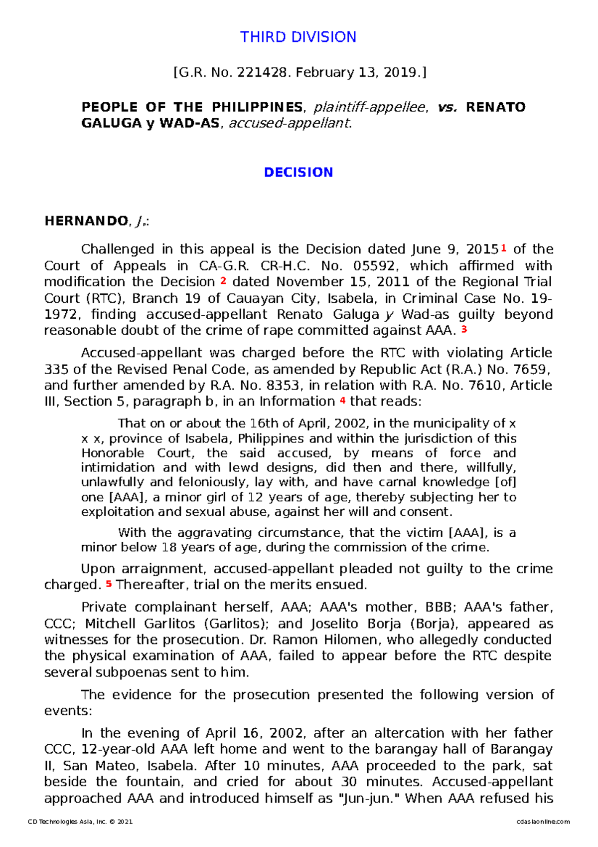 People v. Galuga y Wad-as - THIRD DIVISION [G. No. 221428. February 13 ...