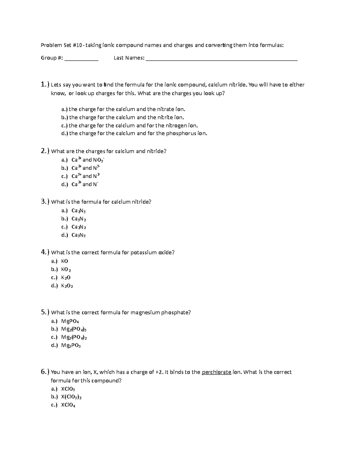 Problem+Set+%2310 - Practice problems sets for chemistry - Problem Set ...