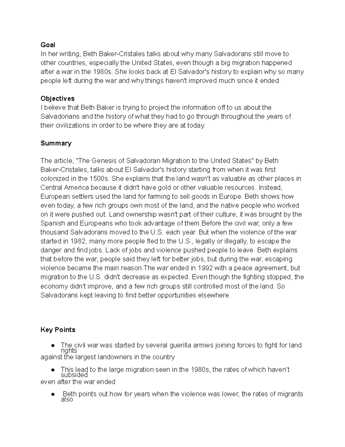 Article Review 4. Immigration I. Beth Baker-Cristales. "The genesis of ...