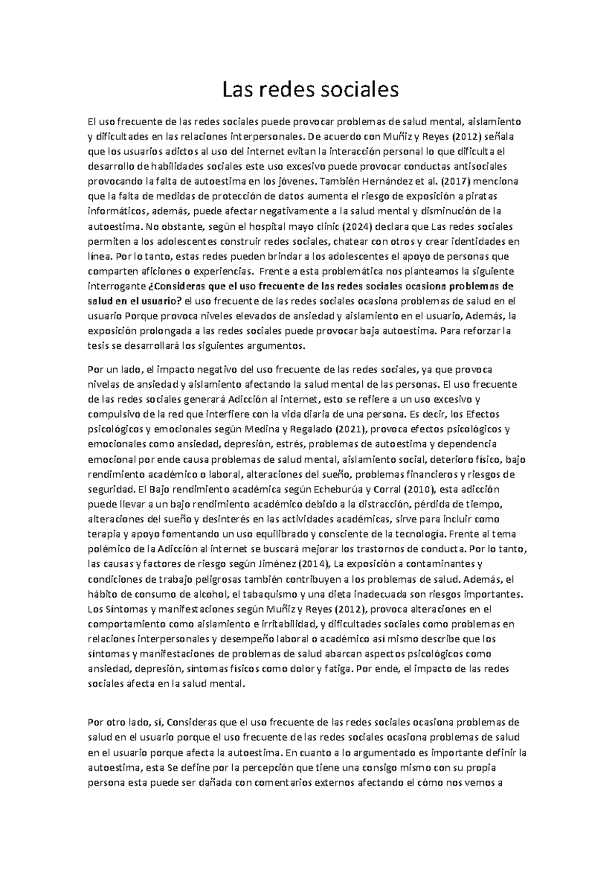 Las redes sociales SEMANA 17 - Las redes sociales El uso frecuente de ...