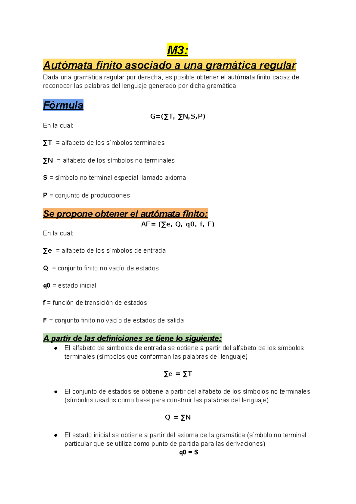 Lenguajes formales M3 Y M4 - M3: Autómata finito asociado a una ...