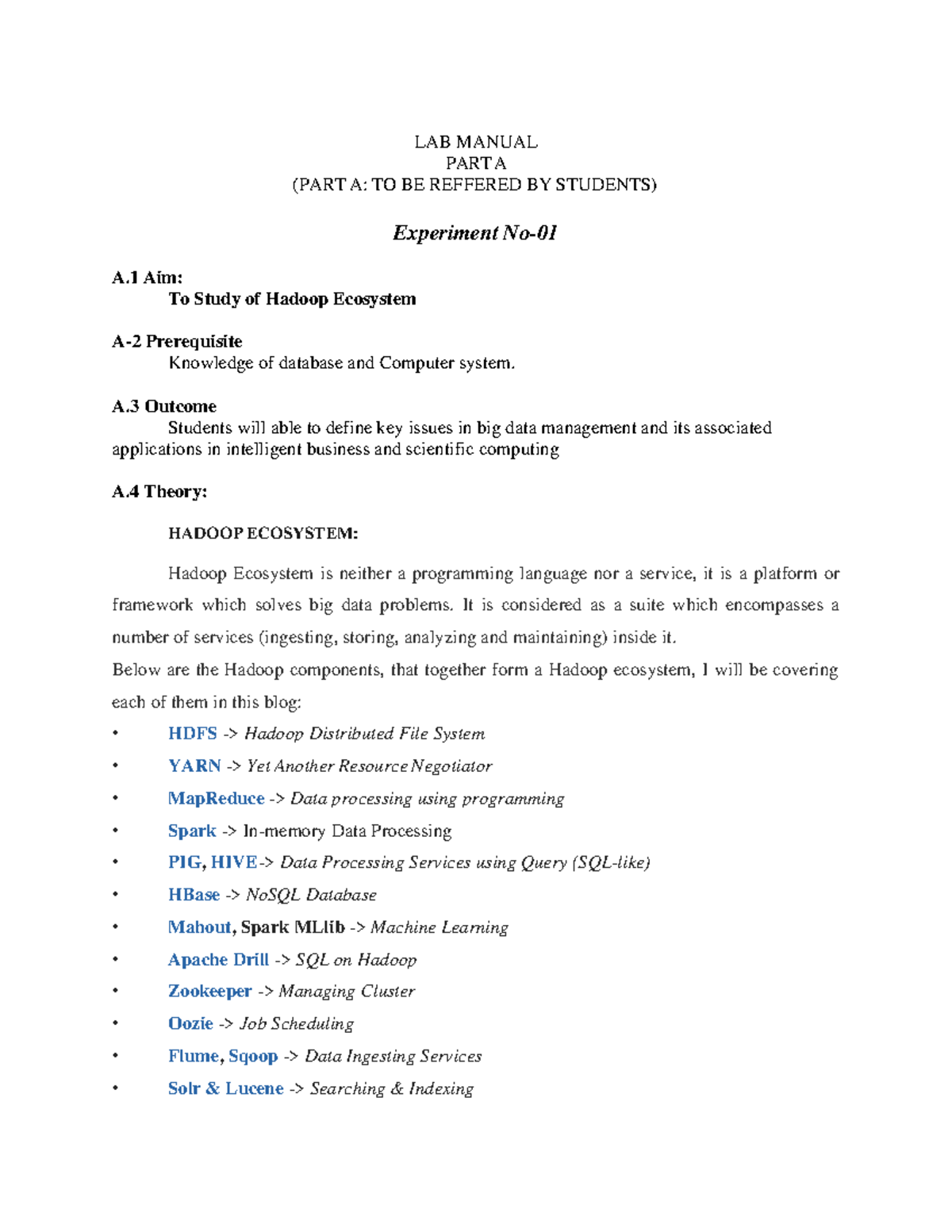 Hadoop Exp1 A12 Bda Practical Lab Manual Part A Part A To Be