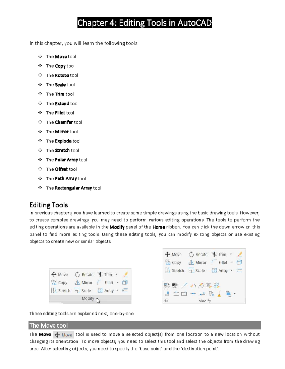 Pages From Chapter 04 Editing Tools Chapter 4 Editing Tools In Autocad In This Chapter