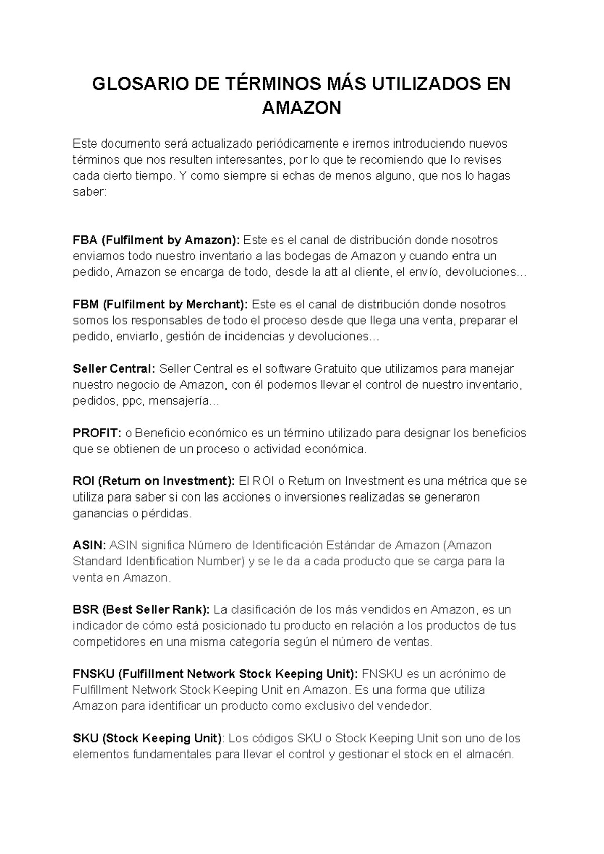 1.6 Glosario DE TÉ Rminos MÁS Utilizados EN Amazon - GLOSARIO DE ...