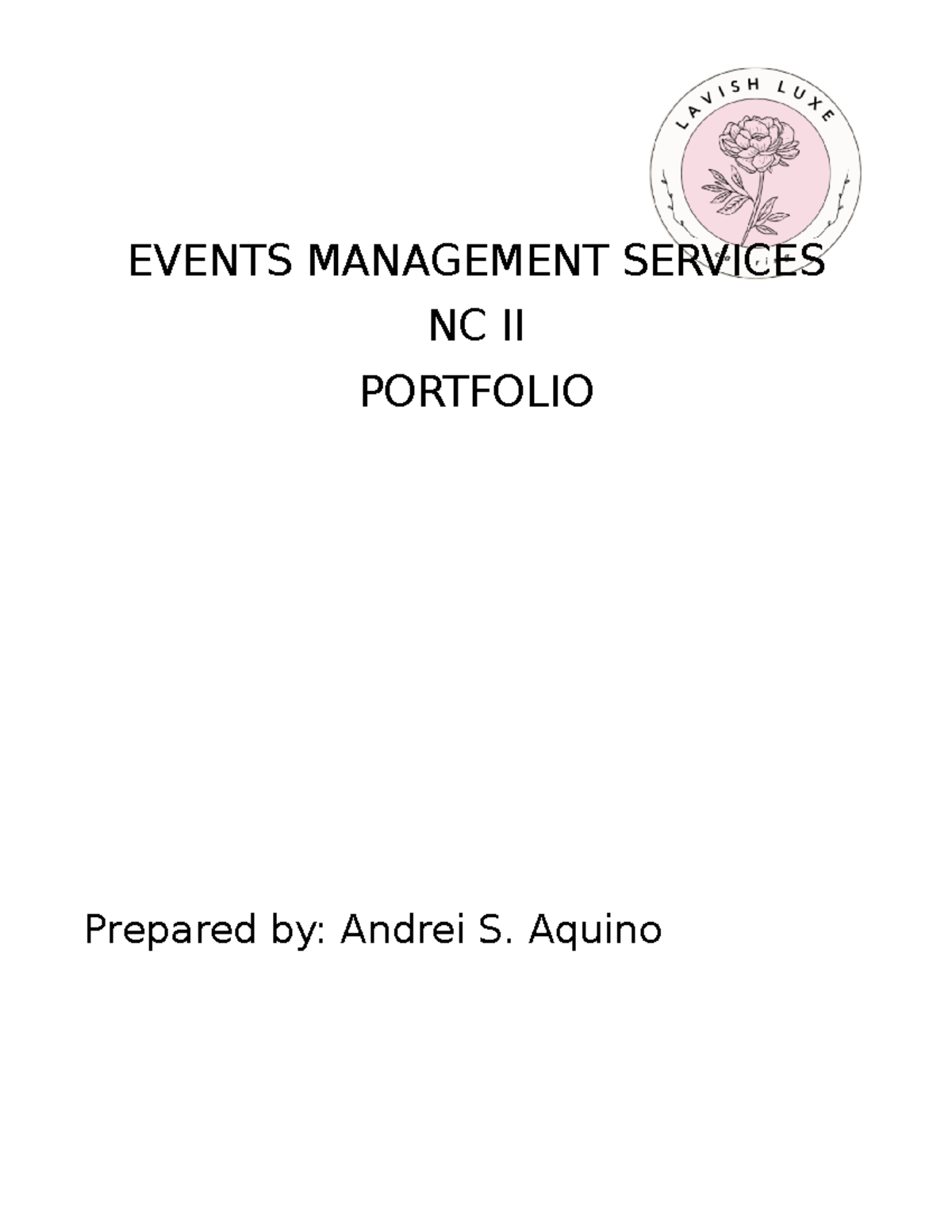 Events Management Services - EVENTS MANAGEMENT SERVICES NC II PORTFOLIO ...